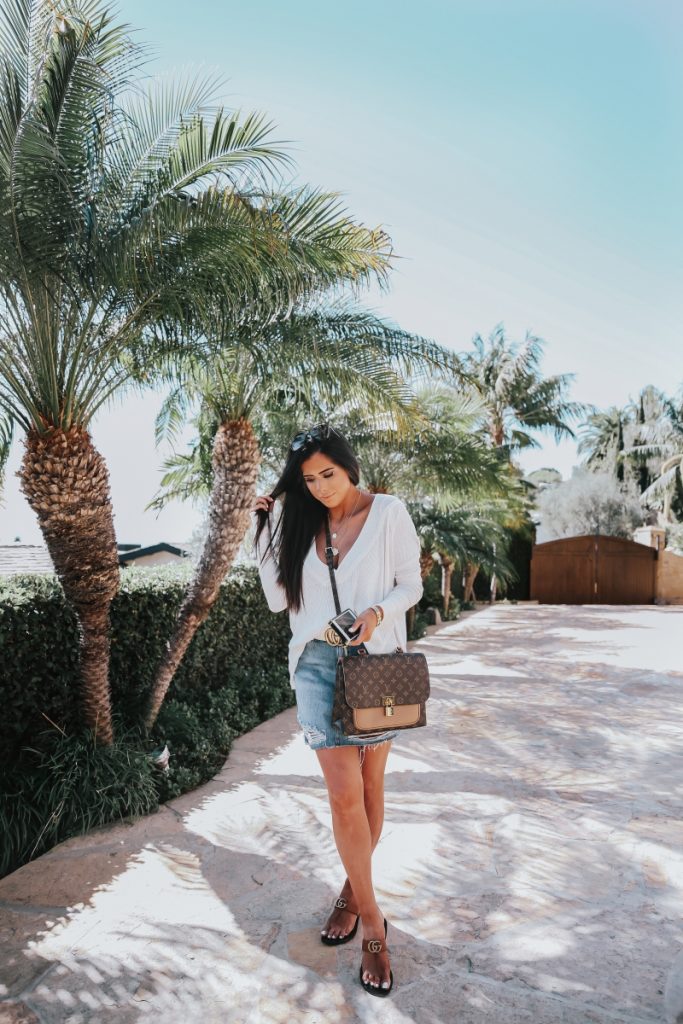 Ripped Denim Mini Skirt Outfit | The Sweetest Thing