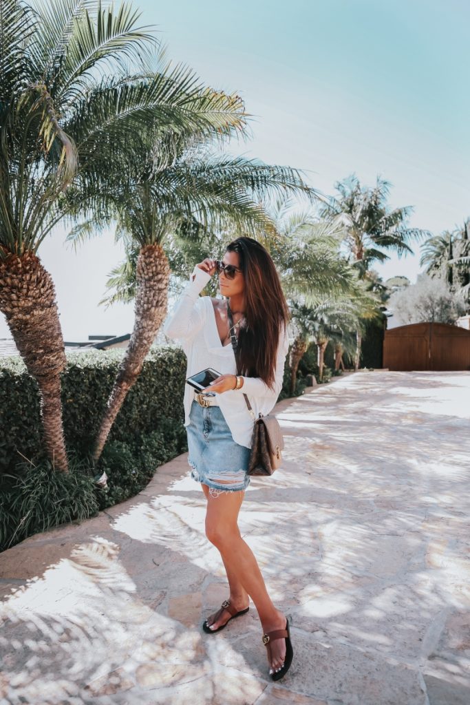 Ripped Denim Mini Skirt Outfit | The Sweetest Thing